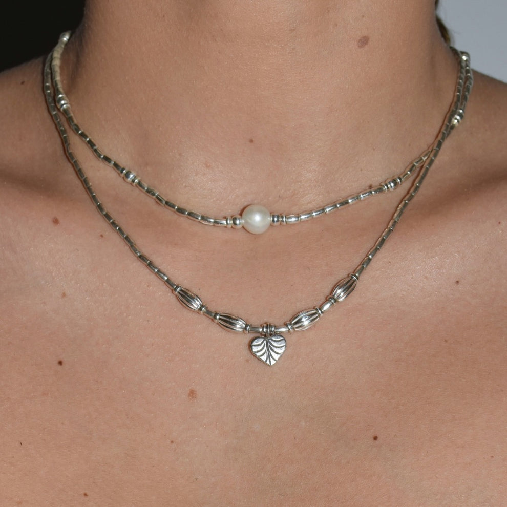 Hill Tribe Silver & Freshwater Pearl Beaded Necklace – Oskye Jewellery